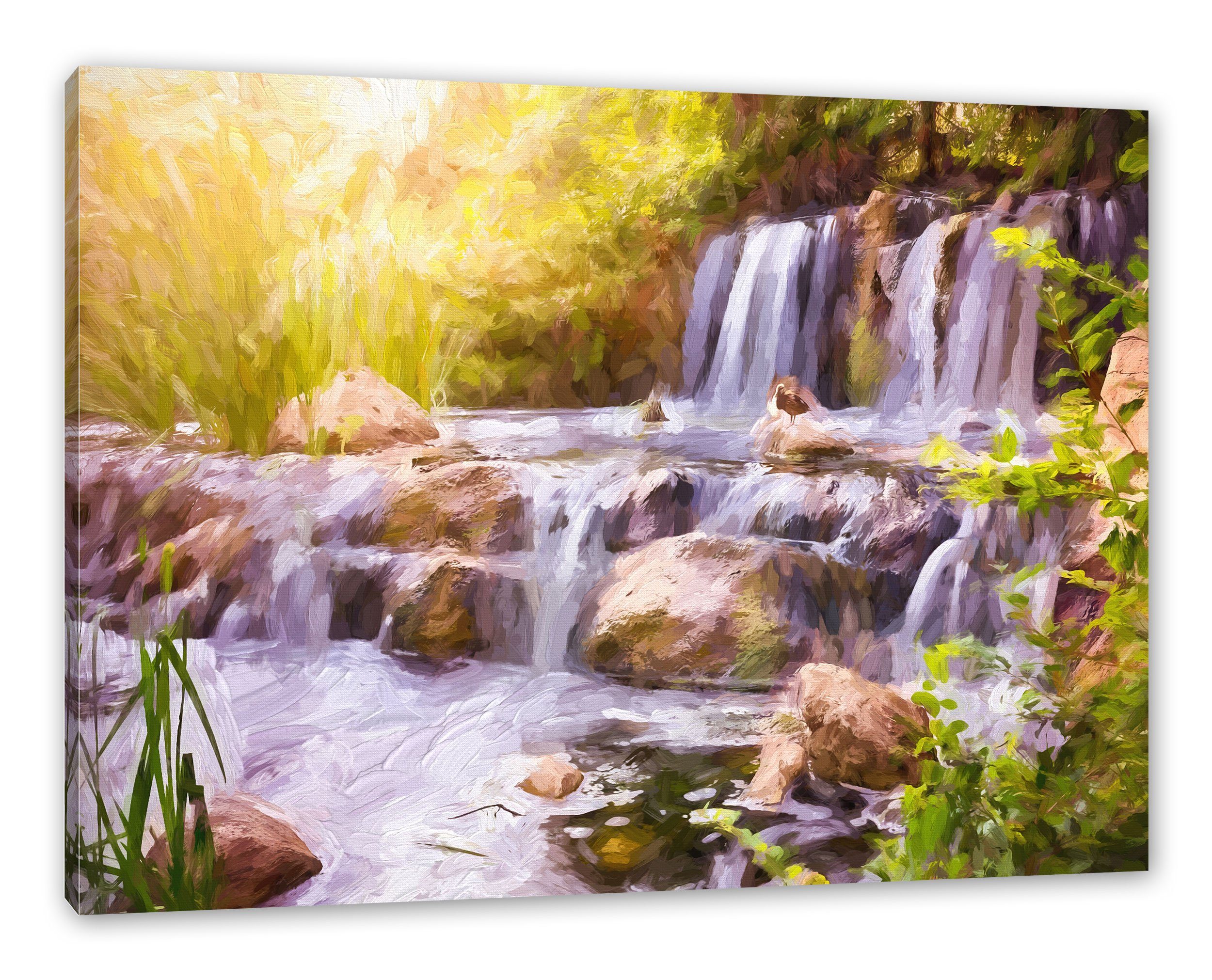 Pixxprint Leinwandbild Wasserfall, Wasserfall (1 St), Leinwandbild fertig bespannt, inkl ...