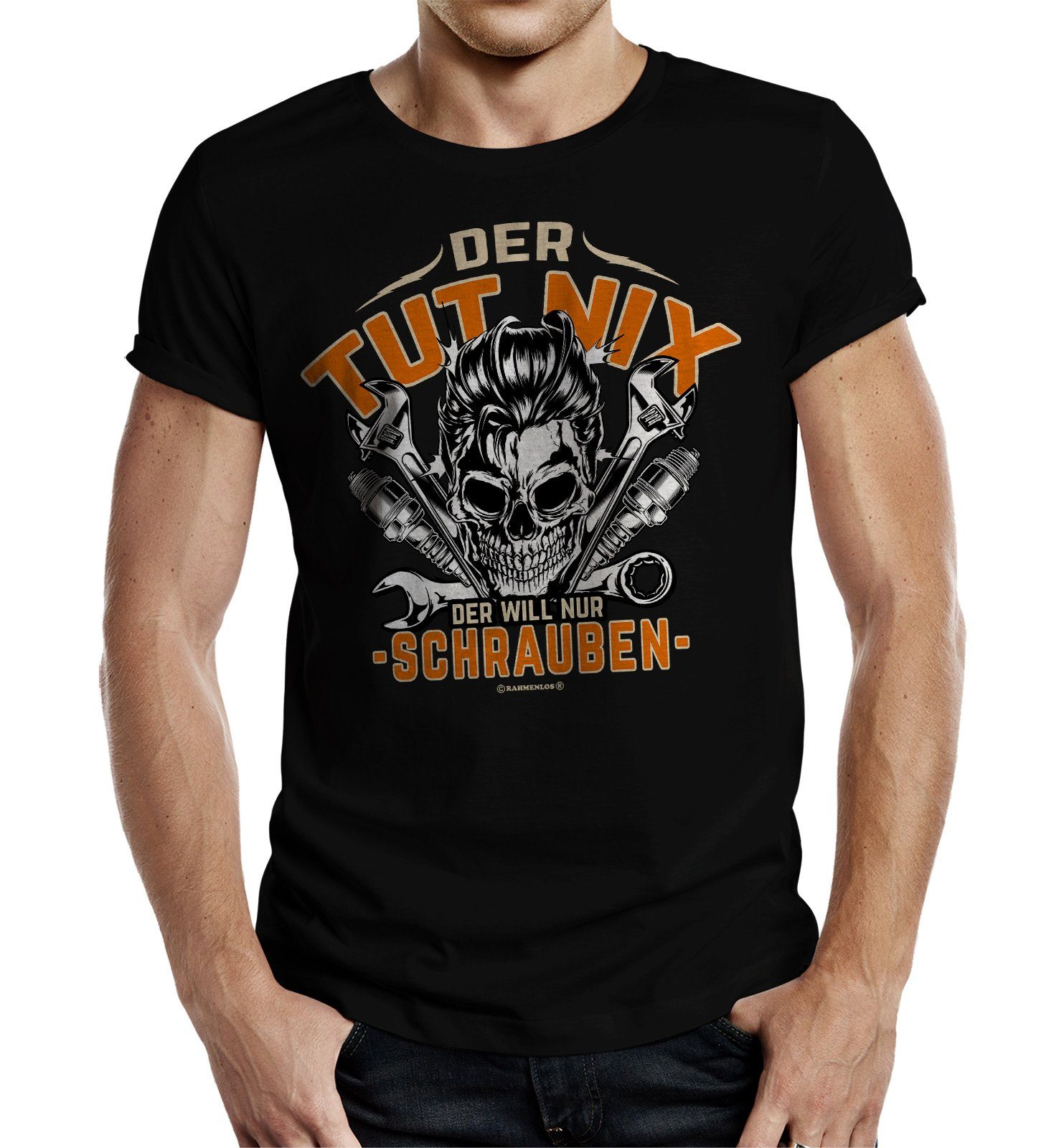 RAHMENLOS® T-Shirt Das Geschenk für Schrauber: Der tut nix, der will nur Schrauben