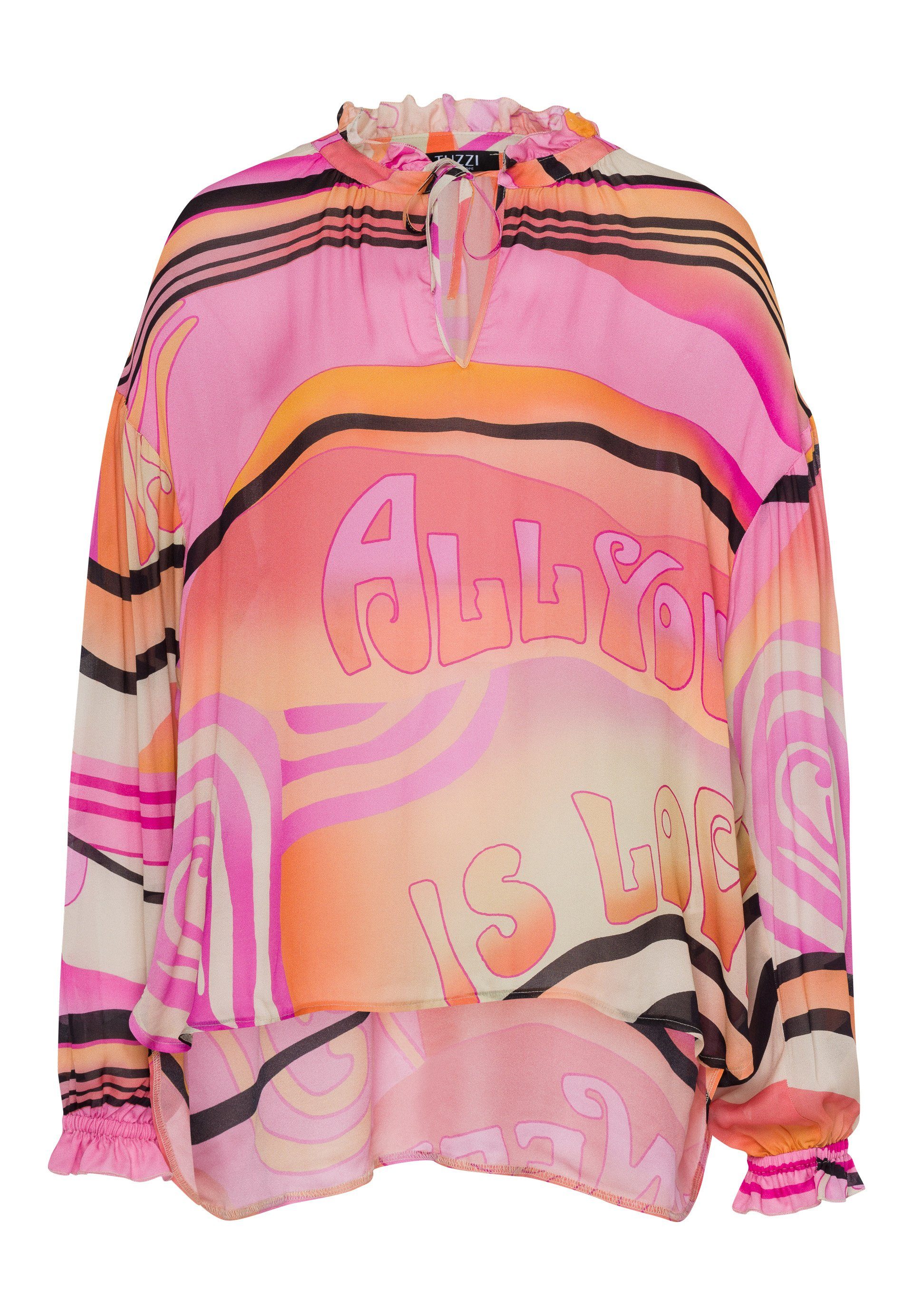 Tuzzi Klassische Bluse Bluse Sunset Vibes Mit Rüschen Am Kragen