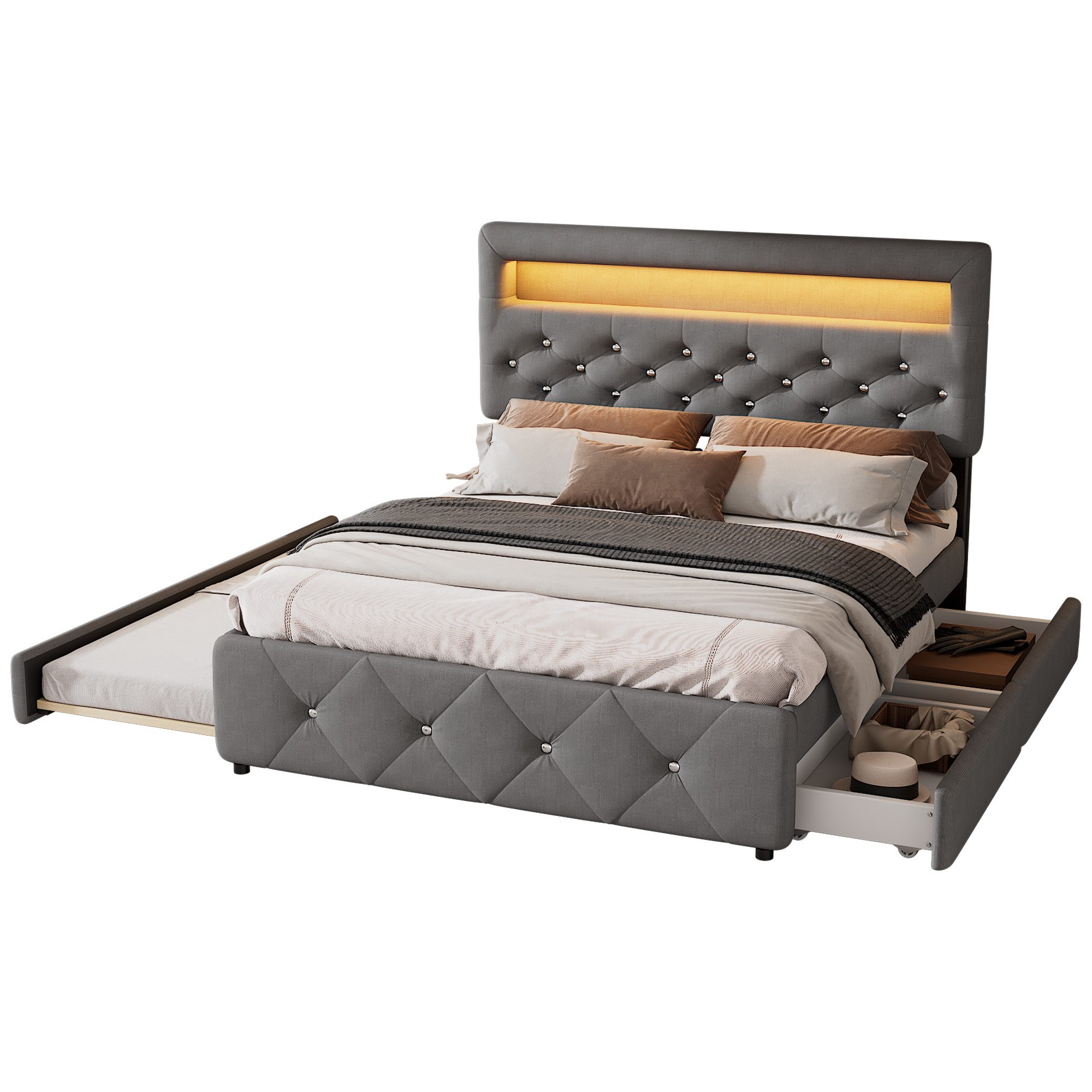 Welikera Polsterbett 140200cm90190cm Doppelbettpodestbett Mit