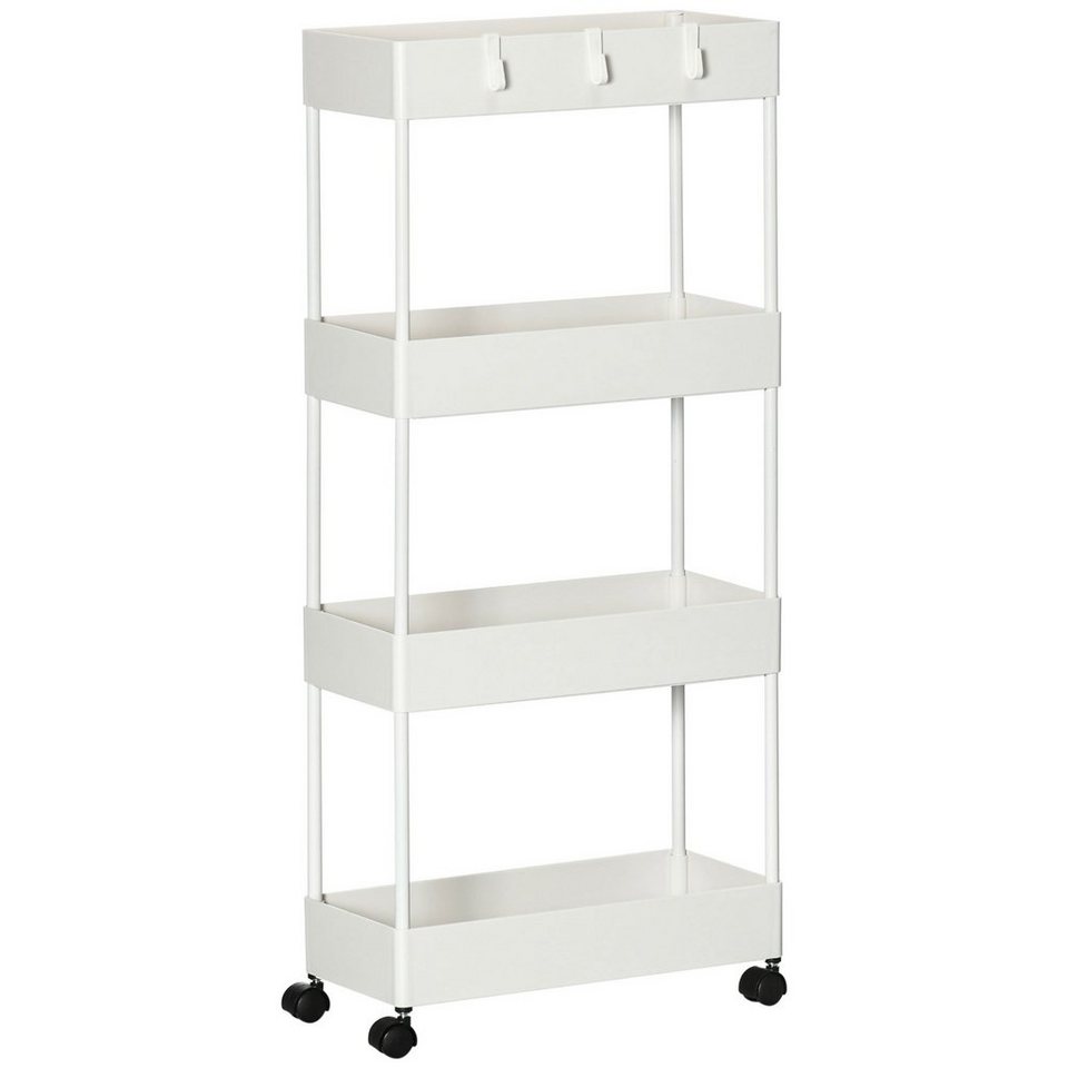 Homcom Servierwagen Küchenwagen Mit 4 Flexiblen Haken 40 X 19 X 90 Cm