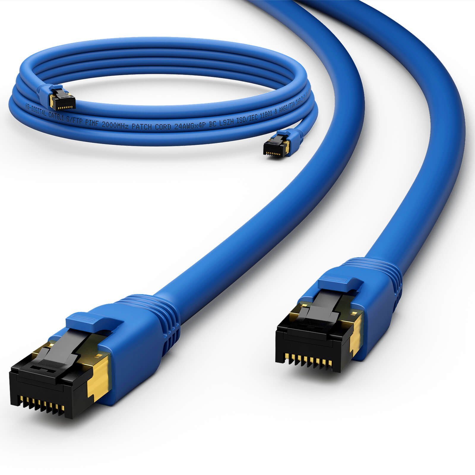HB-DIGITAL RJ45 Patchkabel CAT 8.1 LAN Kabel S/FTP LSZH Netzwerkkabel, (25 cm), Doppelte Abschirmung