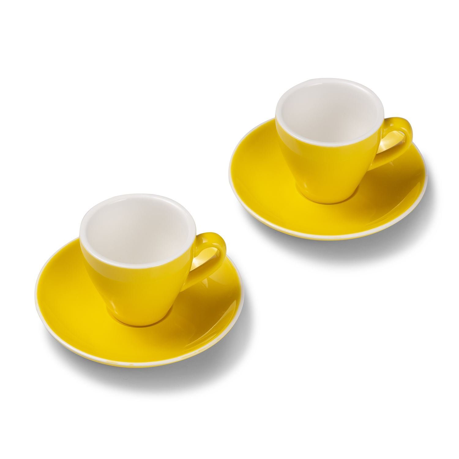 Terra Home Espressotasse 2er Espressotassen Set Gelb Glossy 90 Ml Mit