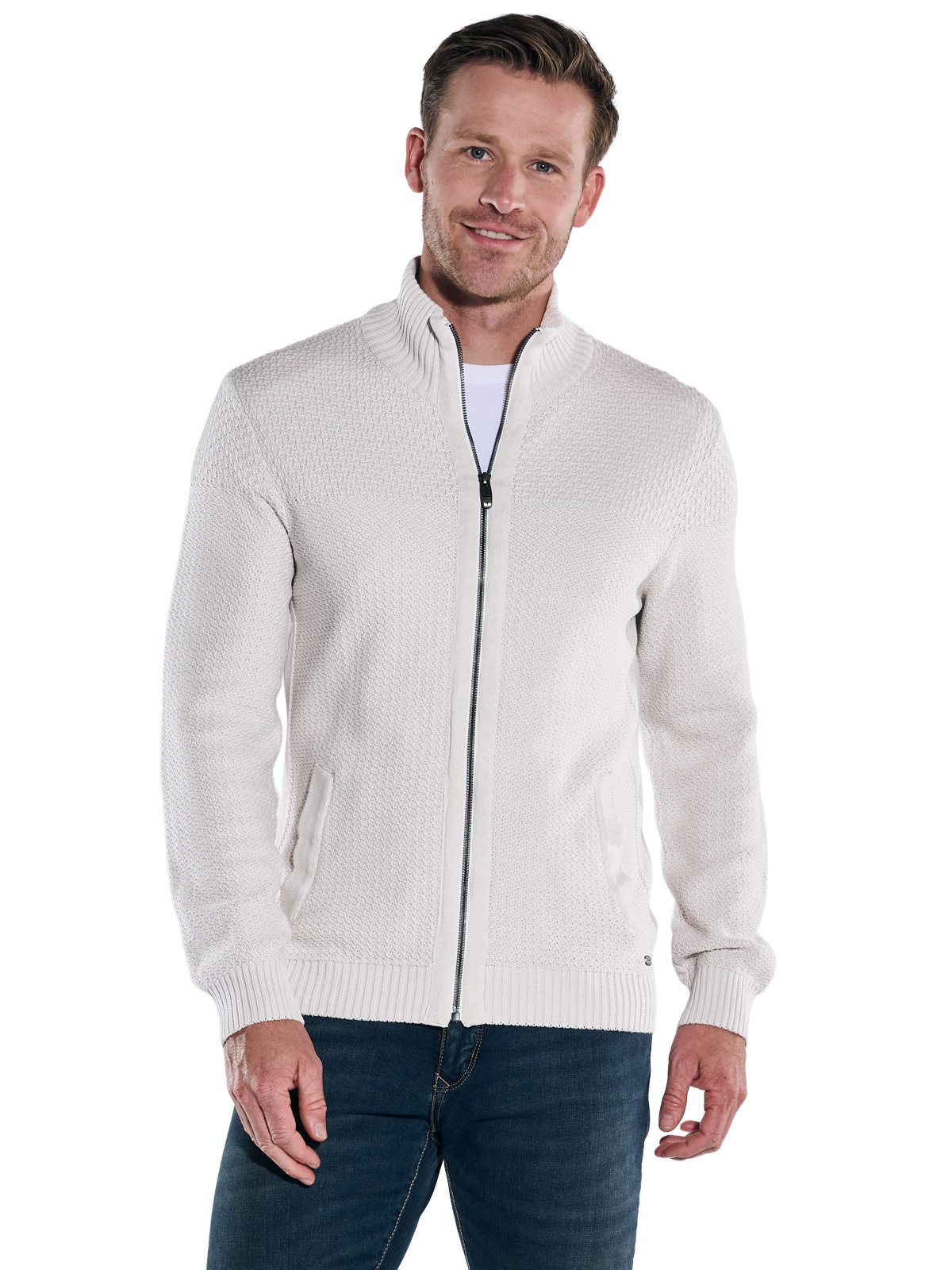 Engbers Strickjacke Herren Strickjacke strukturiert, Hellgrau