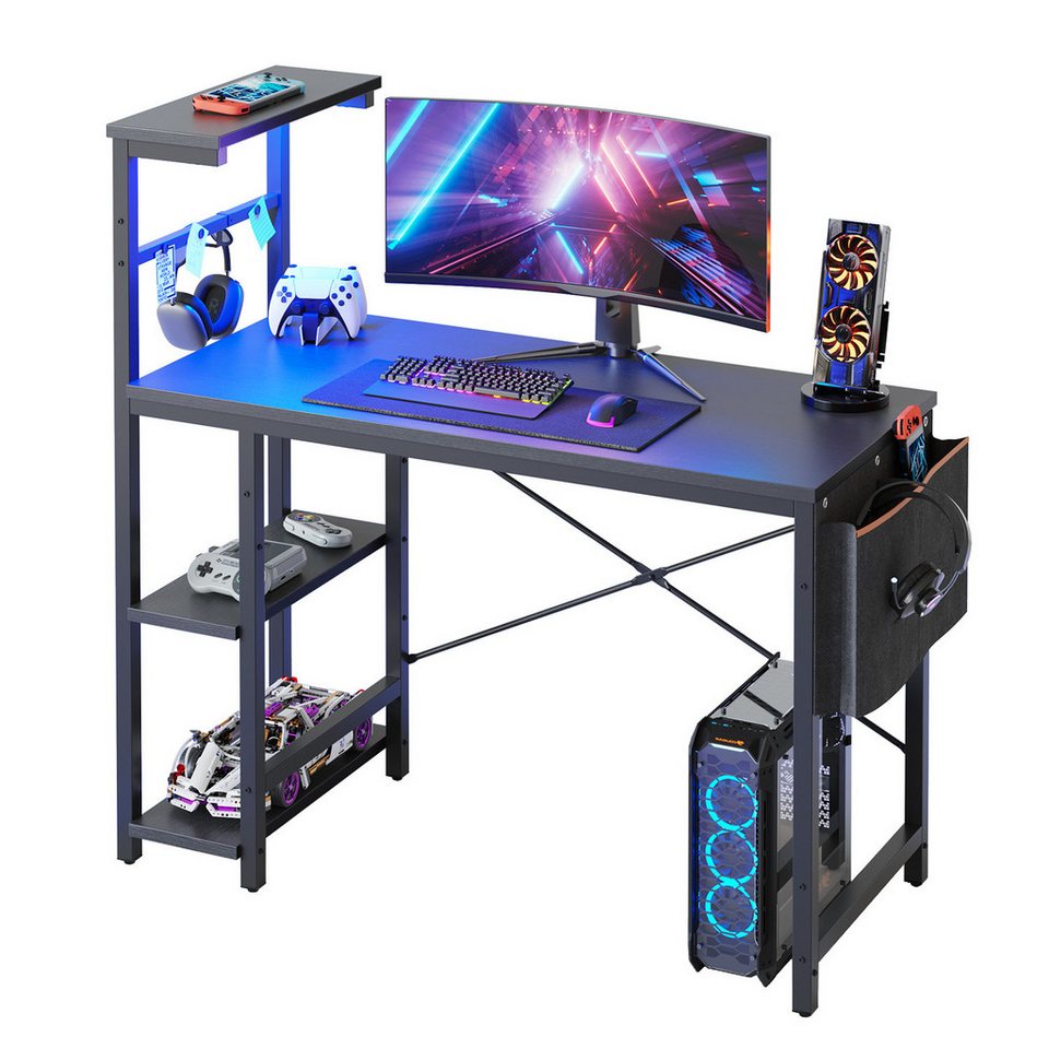 Bestier Gamingtisch Gaming Schreibtisch Mit Regalen Computertisch Mit