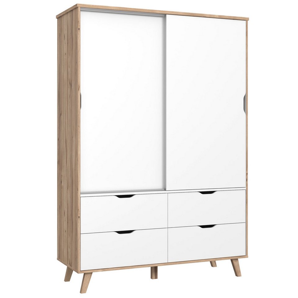 Expendio Kleiderschrank Vanadis 6 Mauvella Oak Nb Weiß 140x202x53 Cm