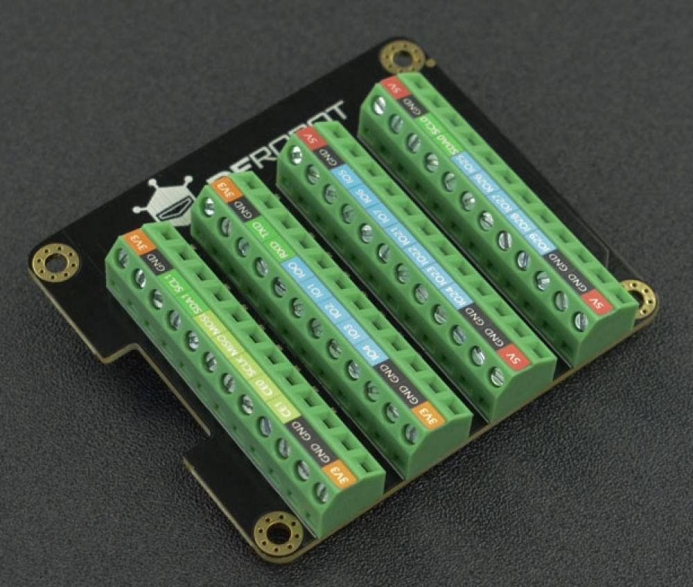 DFRobot DFRobot Raspberry Pi 4B GPIO Terminal Block HAT, 28 GPIO, 4x 3.3V, 4x Mini-PC Barebone