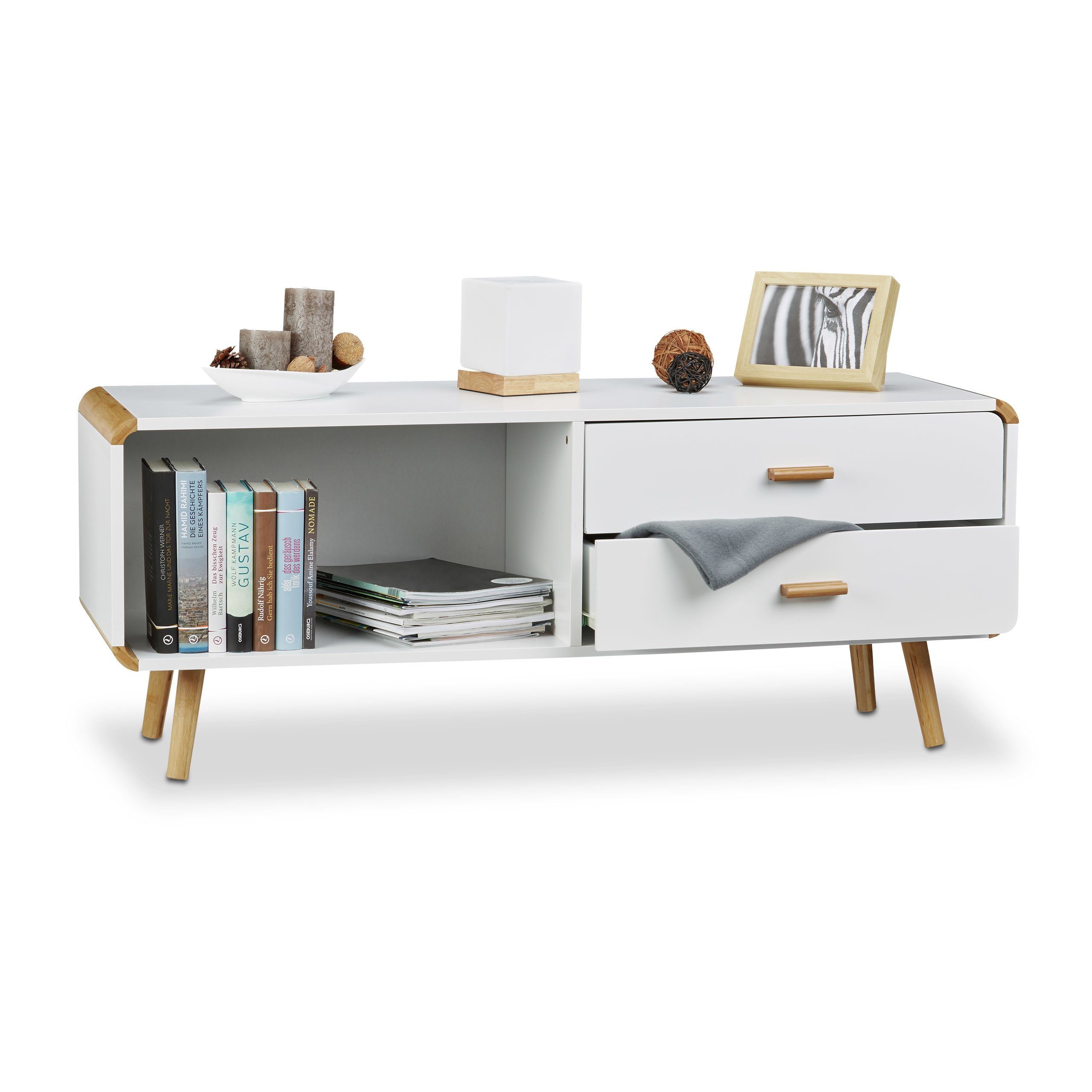 relaxdays Sideboard mit abgerundeten Ecke