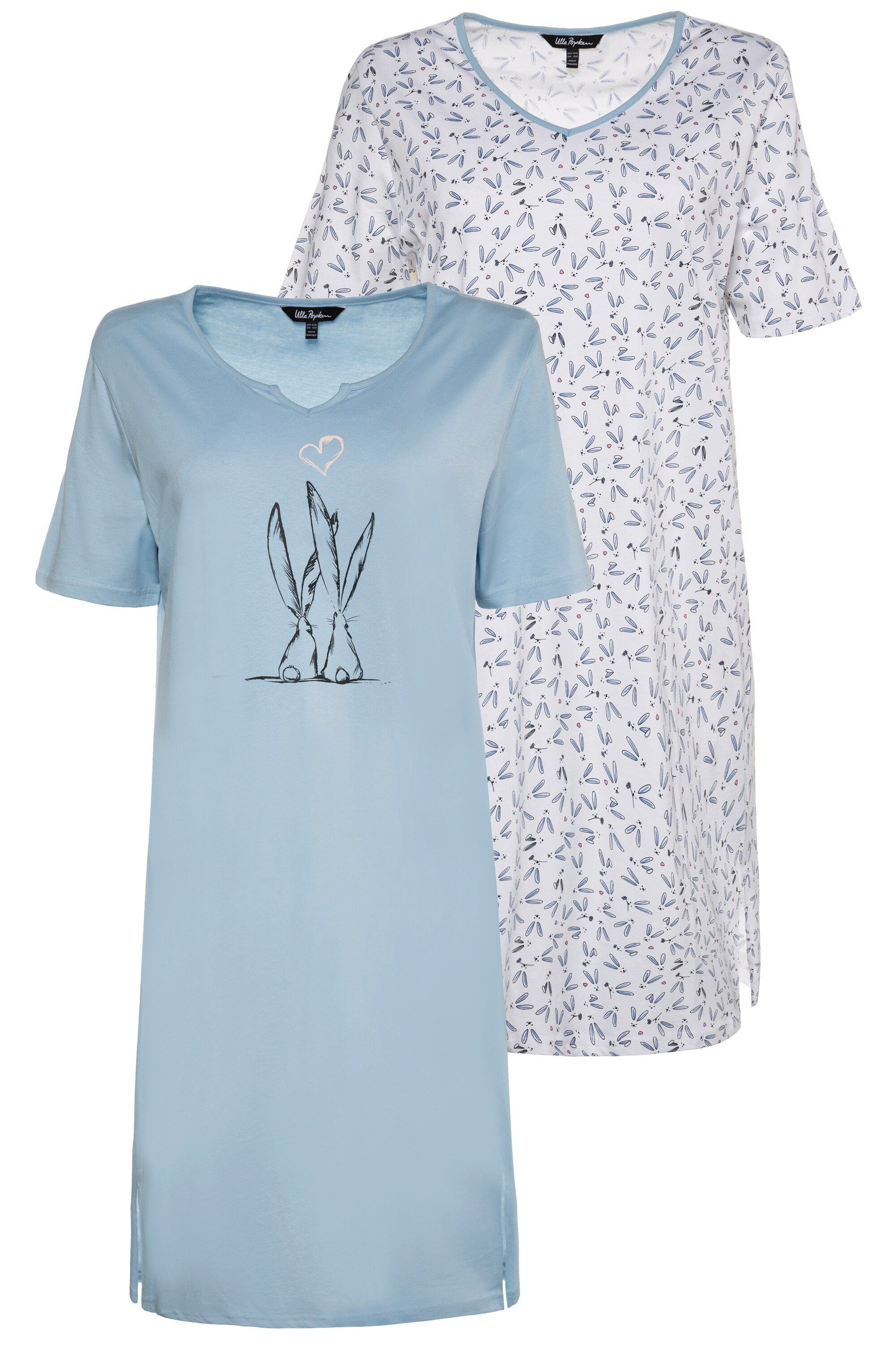 Ulla Popken Nachthemd Bigshirts 2er Pack Hasenmotivhasenmuster