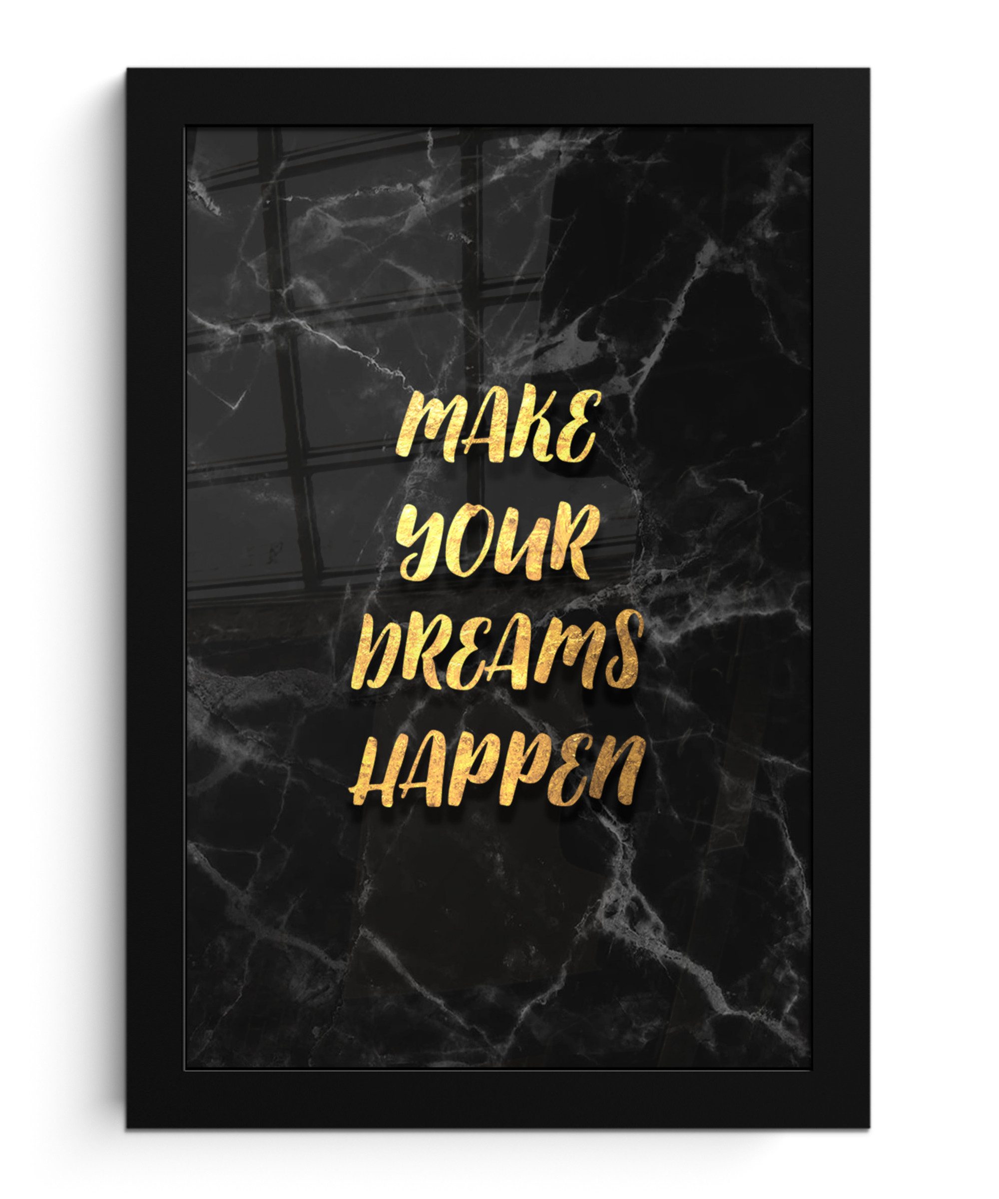 Muchowow Poster Zitat Traum Schwarz Gold 1 St Bilderrahmen