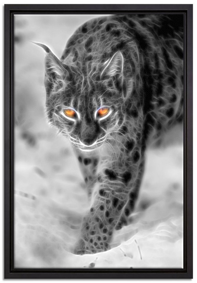 Pixxprint Leinwandbild Wachsamer Luchs Im Schnee Wanddekoration 1 St
