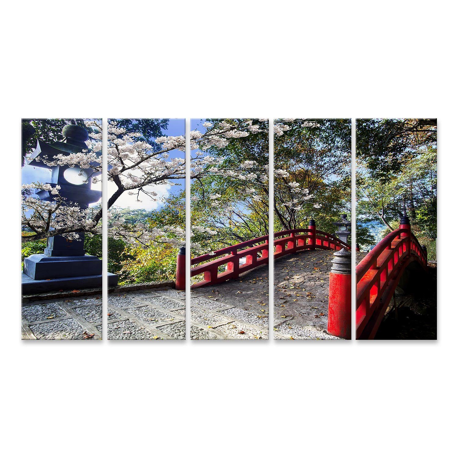 islandburner Leinwandbild Bild auf Leinwand Schöne Sakura im Tempel Wandbild Poster Kunstdruck B