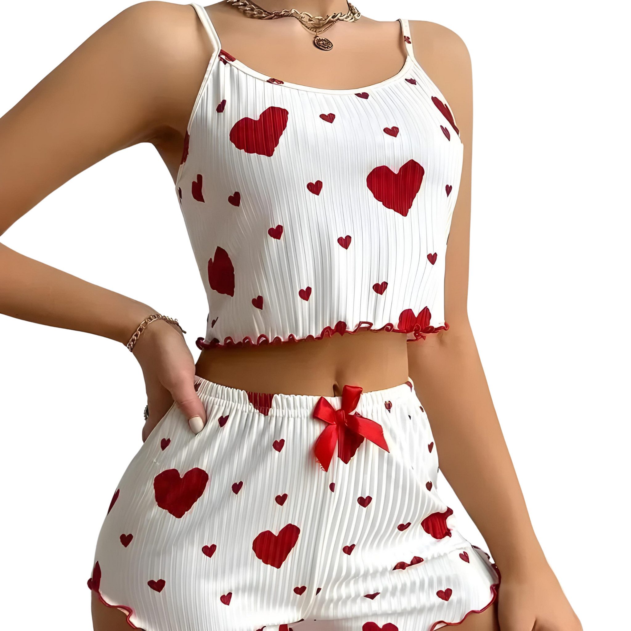 Norvéa Home Pyjama Zweiteiliger Damen Pyjama mit Herzmuster – Soft ...