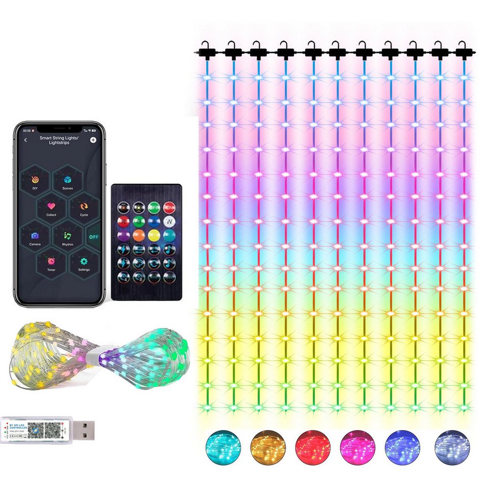 Xersek Led Lichtervorhang 3 X 3m 300 Leds Vorhang Lichter Diy