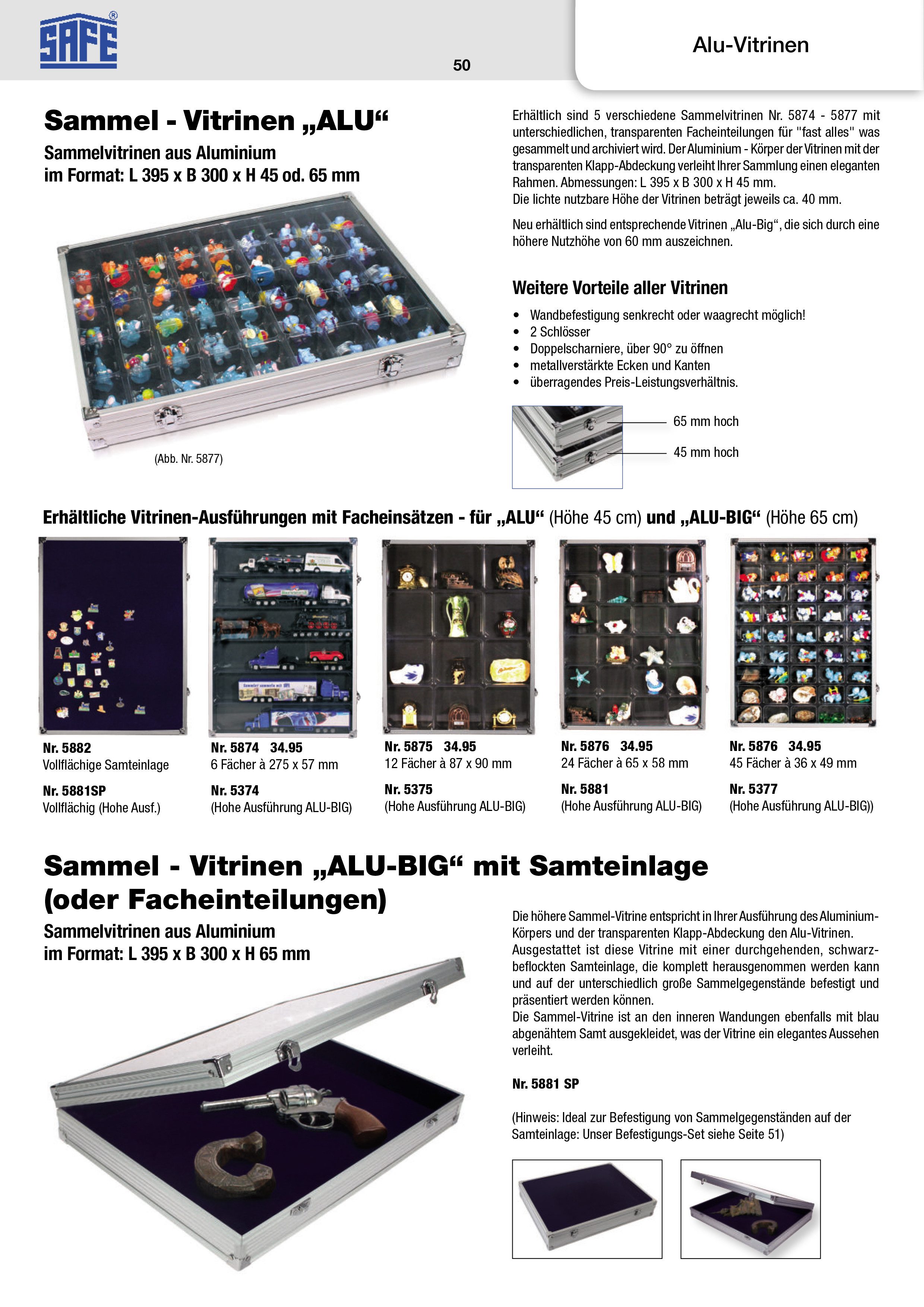Safe-Album Vitrine Alu Sammel-Vitrine für Legofiguren 45 Fächern à 36 x ...