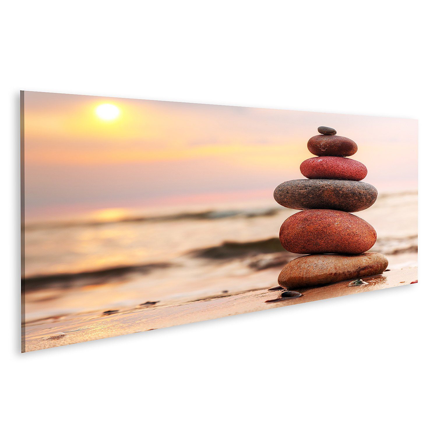 Islandburner Leinwandbild Bild Auf Leinwand Stones Pyramid On Sand