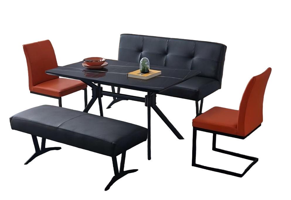 Jvmoebel Essgruppe Exklusive Esszimmer Möbel Designer Leder Bank 2x