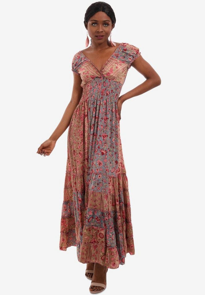 Yc Fashion And Style Maxikleid Bohemian Kleid Mit Carmen Ausschnitt