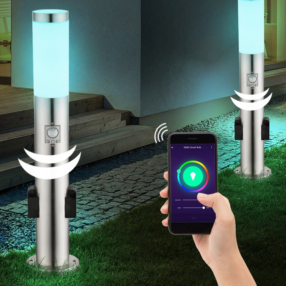 Etc Shop Led Außen Stehlampe 2er Set Smart Home Rgb Led Außen Steh