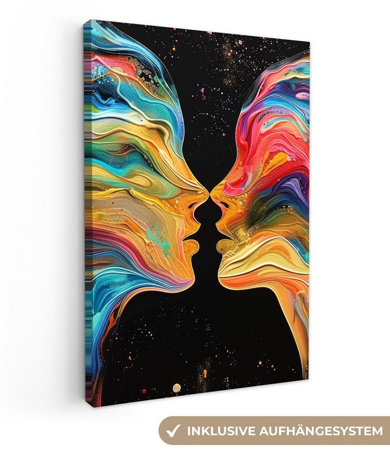 Onemillioncanvasses® Leinwandbild Kunst Bunt Frau Kunst