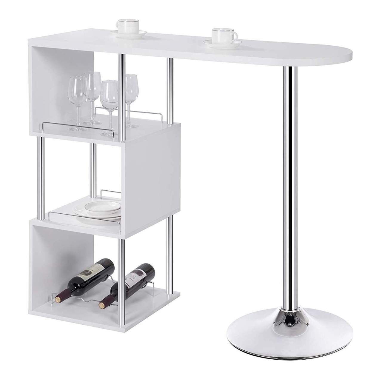 Woltu Bartisch 1 St Bistrotisch Mit 3 Ablagefläche Aus Metall Mdf