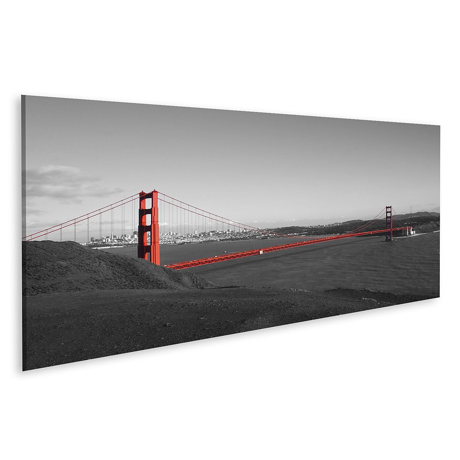 islandburner Leinwandbild Bild auf Leinwand Red Golden Gate Bridge Mit San Francisco Im Hintergr