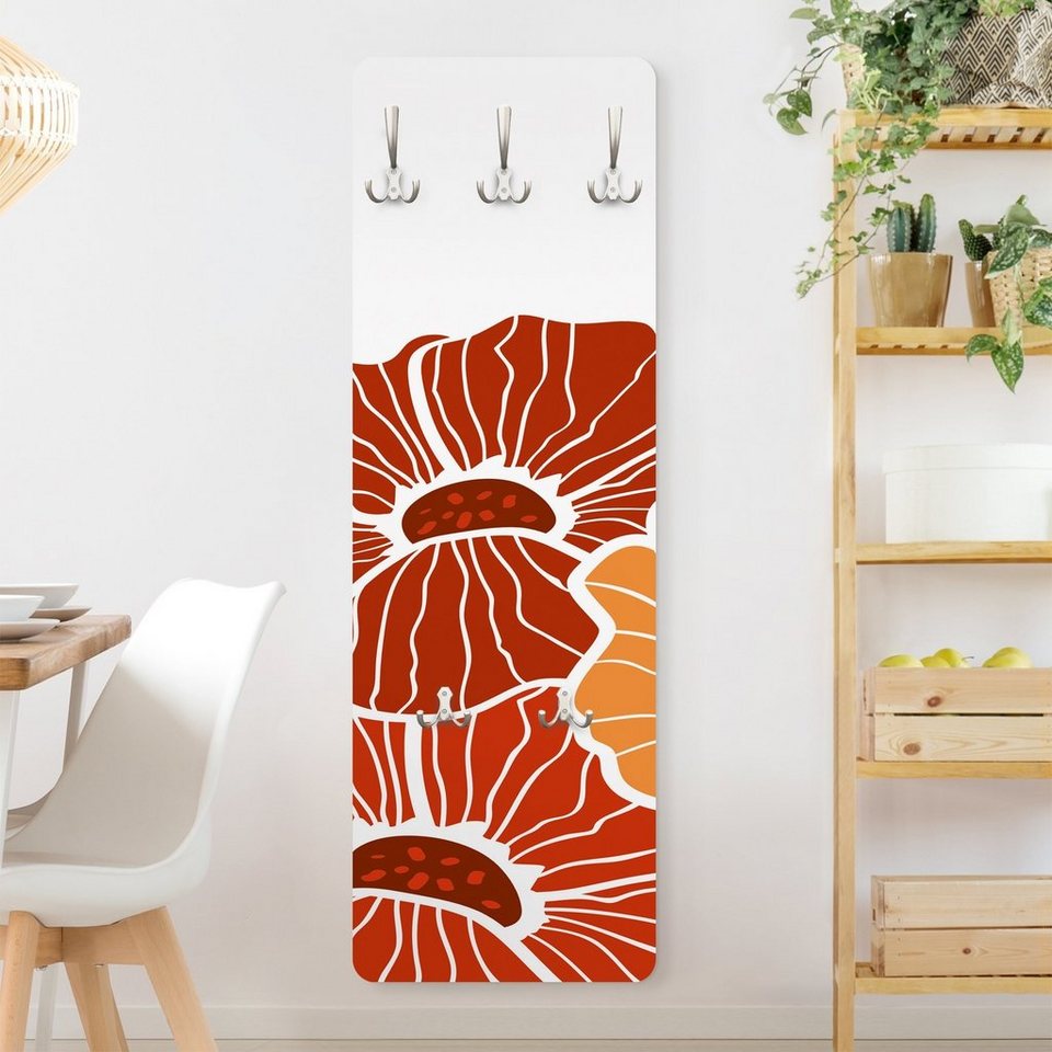 Bilderdepot24 Garderobenpaneel Design Blumen Floral Sommermohn