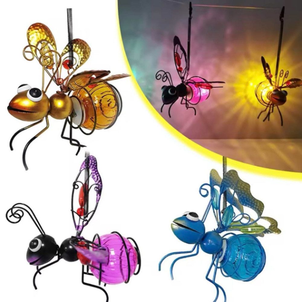 PRIISF Gartenfigur LED Solarleuchte Metall Dekofigur Gartenleuchte mit Dämmerungssensor ...