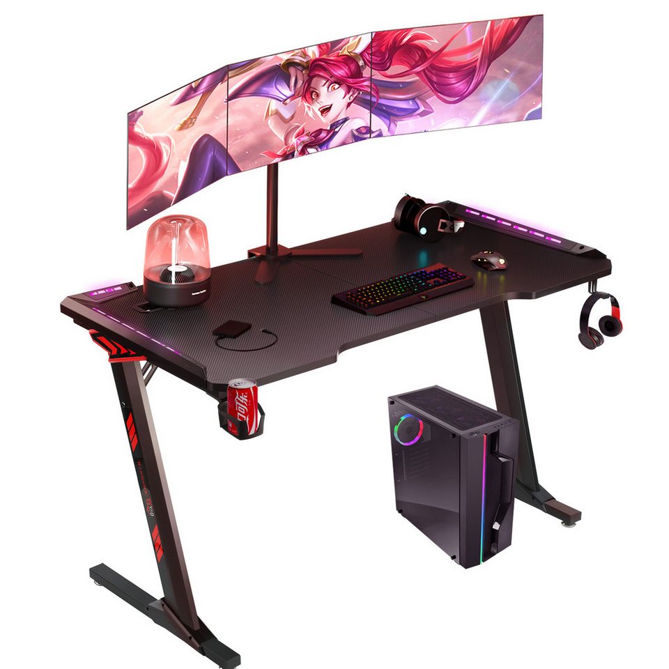 OULENBIYAR Gamingtisch mit LED 140cm, Z-Frame Groß Gaming Schreibtisch ... OULENBIYAR Gamingtisch mit LED 140cm, Z-Frame Groß Gaming Schreibtisch ...