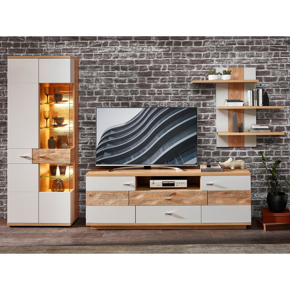 Expendio Wohnwand Valente 20 Spar Set 3 St Lichtgrau Matt Old