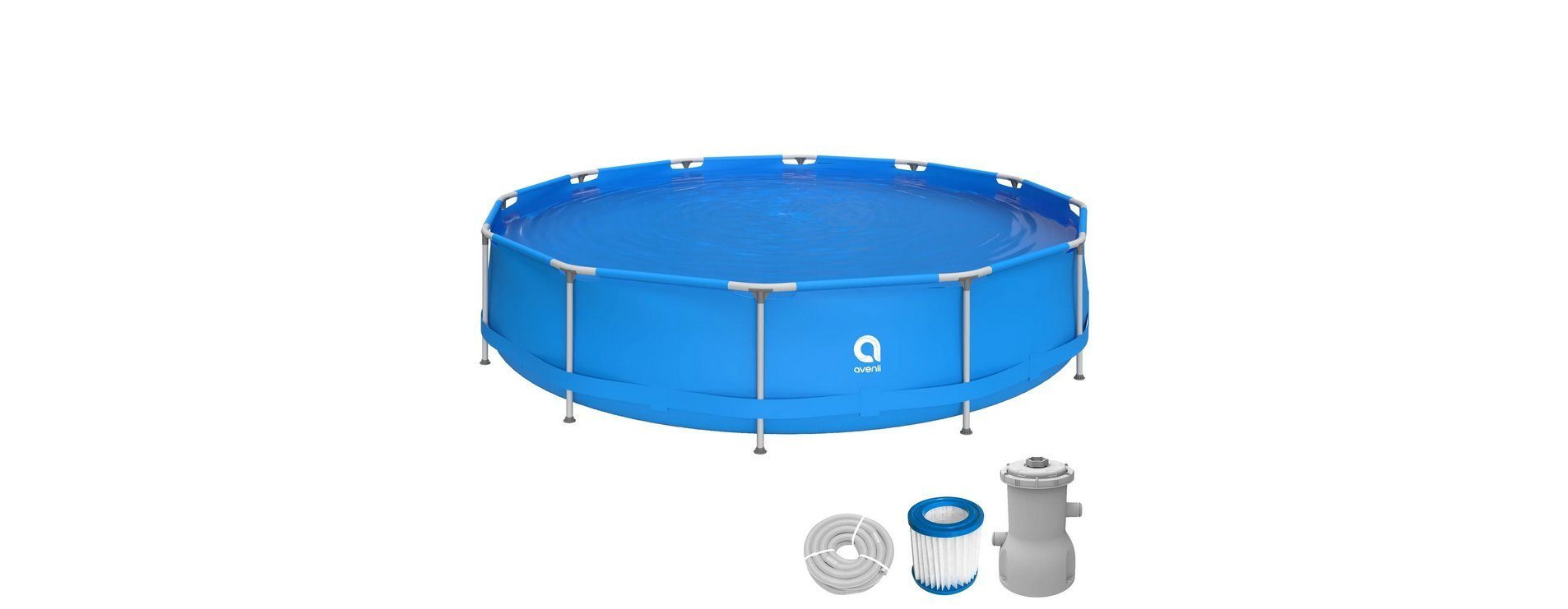 Avenli Pool Set 420 x 84 cm, Aufstellpool rund, mit Pumpe, blau, Frame ...