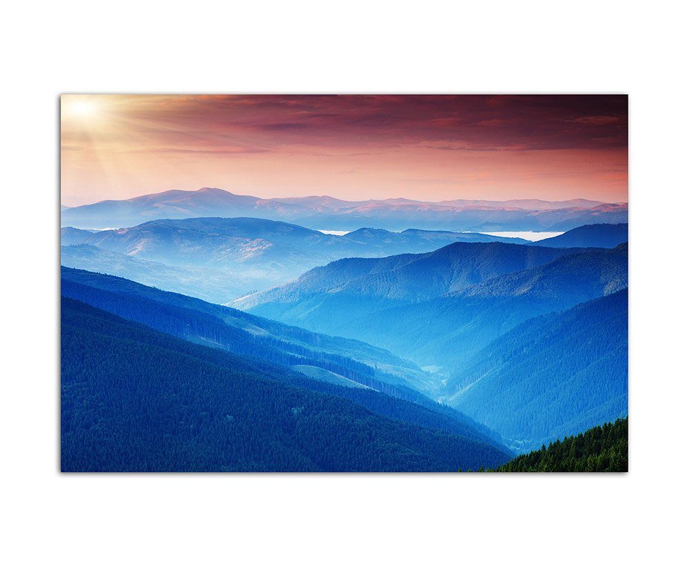 Sinus Art Leinwandbild 120x80cm Berge Sonnenuntergang Ukraine Landschaft