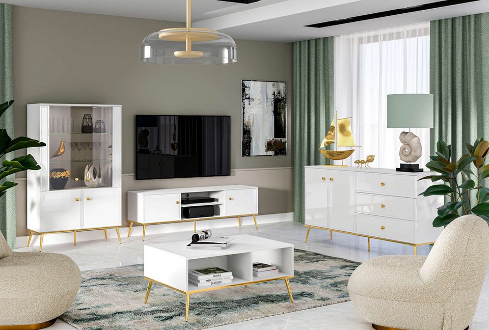 99rooms Wohnwand Alfredo Set 4 St Wohnzimmer Set Mit Soft Close