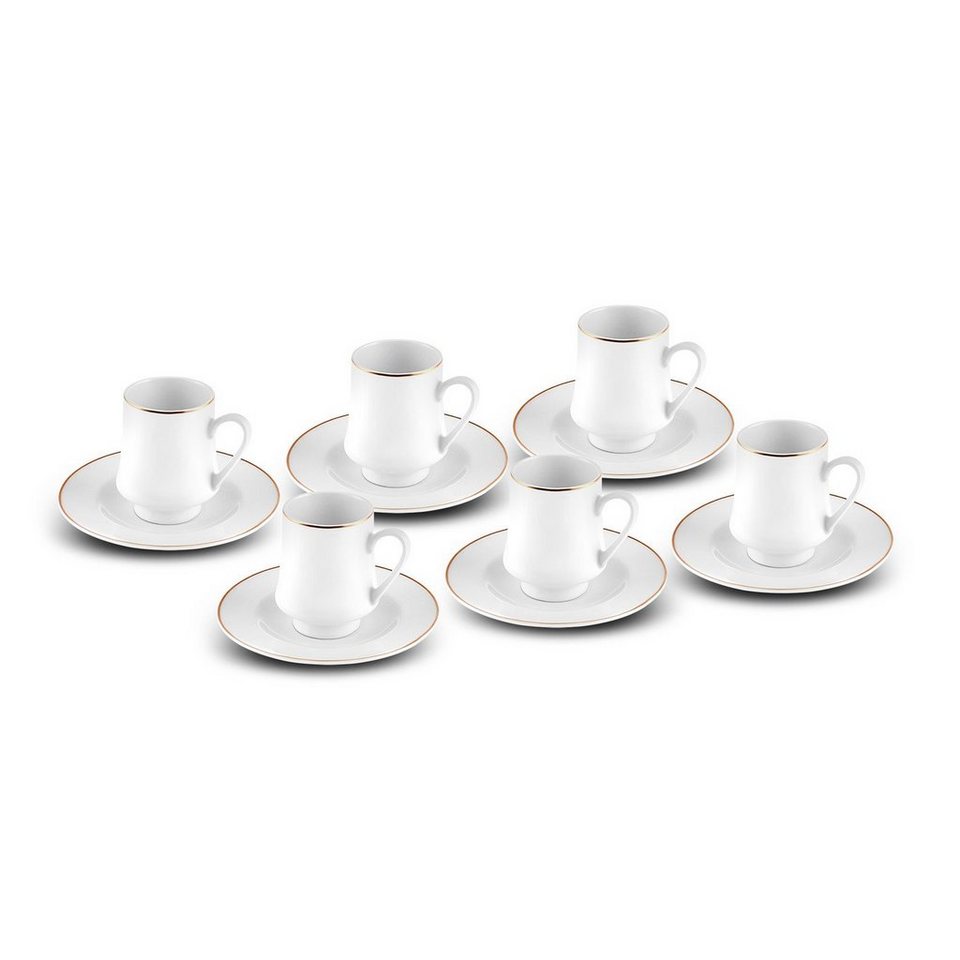 Karaca Kaffeeservice Runo Kaffeetassen Set 6 Personen 100 Ml