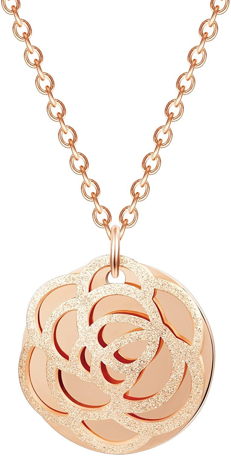 Karisma Kette mit Anhänger Karisma Damen Edelstahl Anhängerkette Collier Blume 80cm Lang, CQD102 ...
