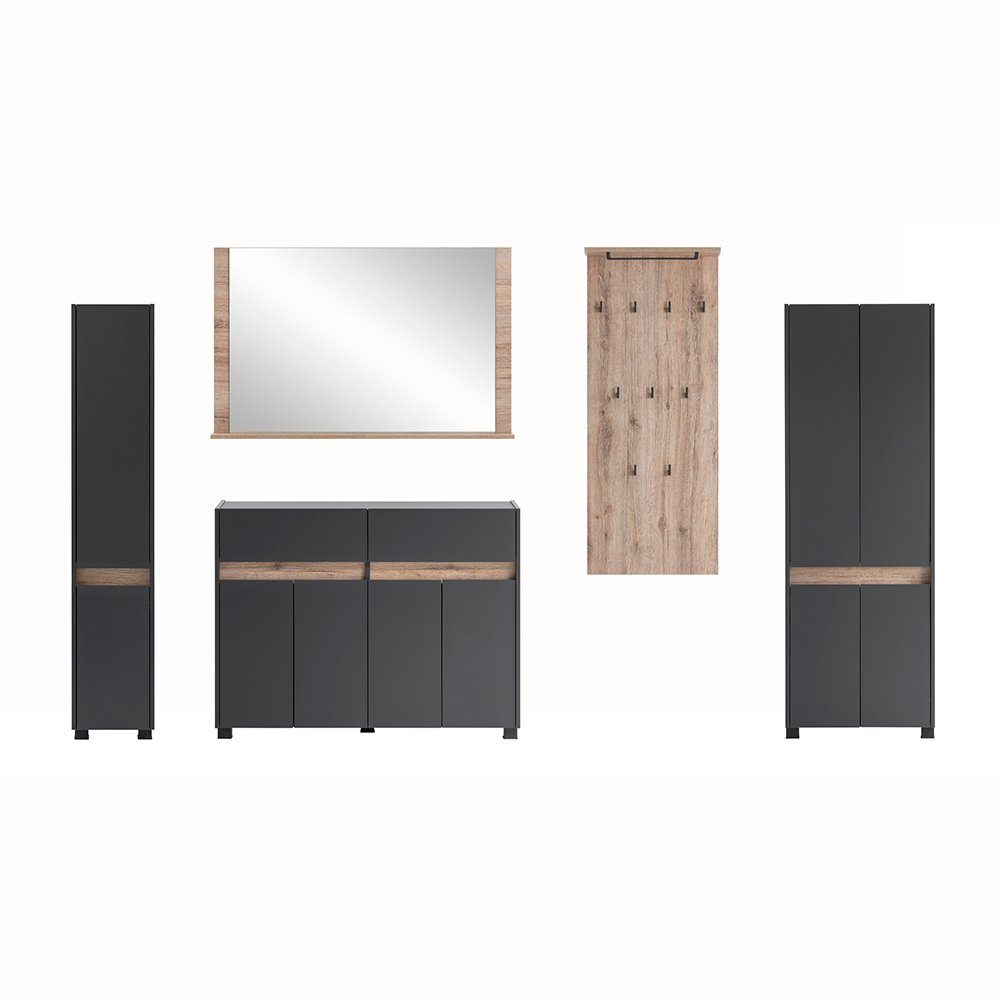 Lomadox Garderoben Set Corato 80 Spar Set 5 St In Anthrazit Mit