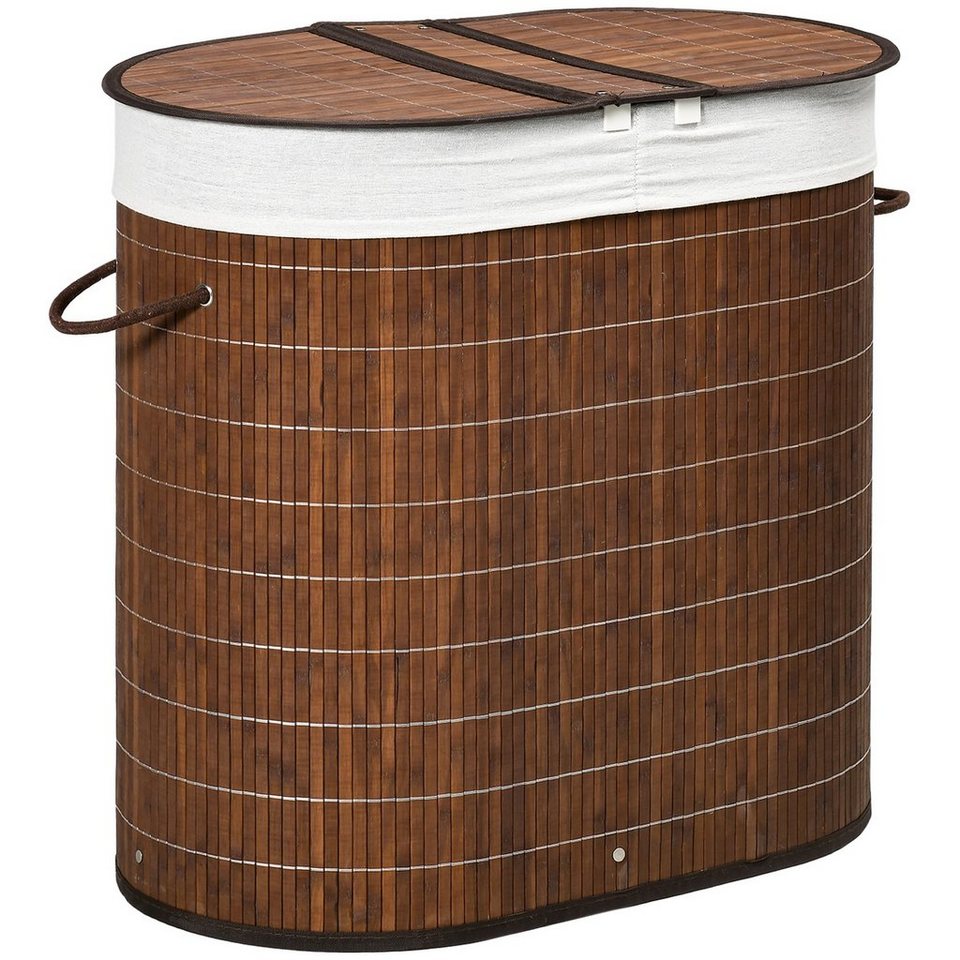 Homcom Wäschekorb 100l Wäschesammler Wäschesbox Mit Griff Deckel