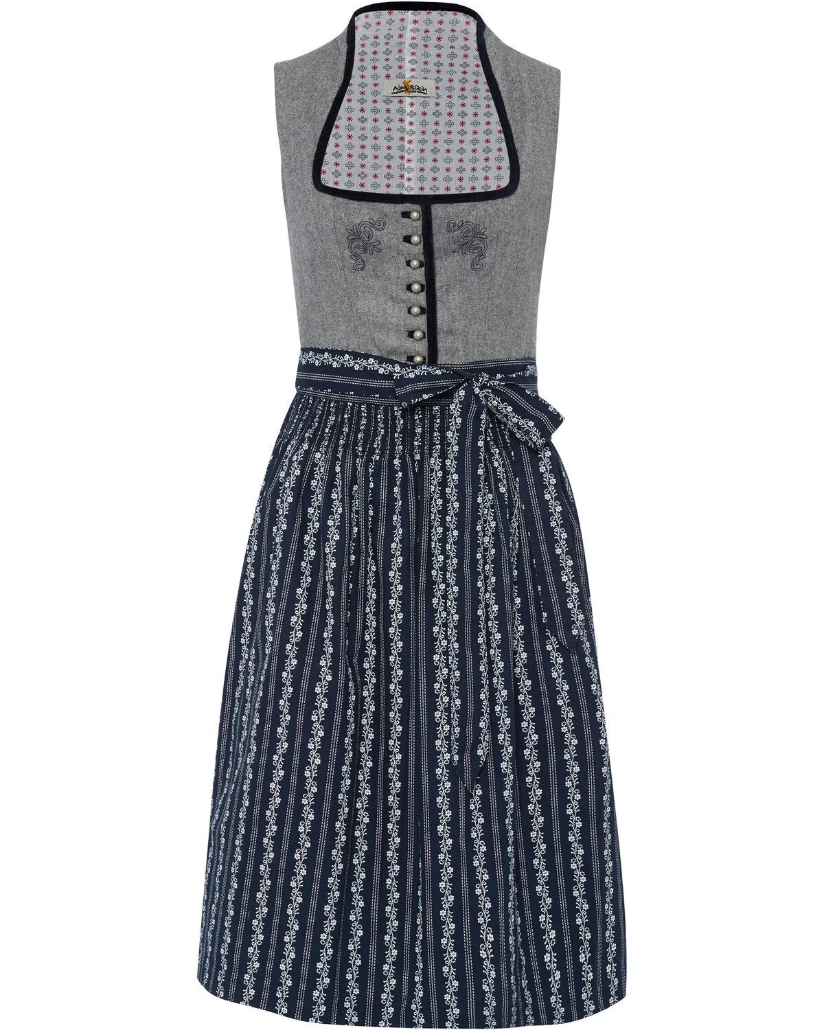 Almsach Dirndl Midi-Dirndl, Schneewittchenkragen und Zierstickerei