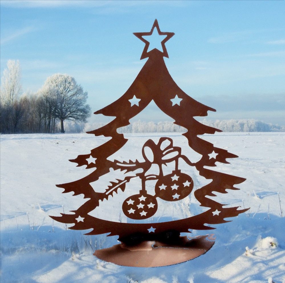 Antikas Wanddekoobjekt Edelrost Weihnachtsbaum Tanne Winter Deko