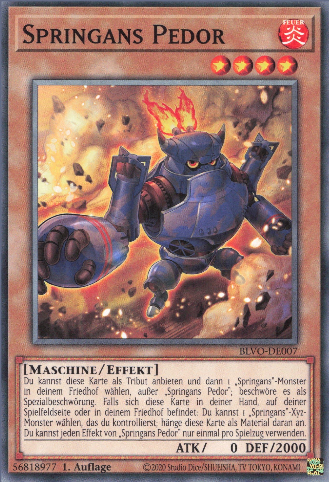 ReCollectibles Sammelkarte YuGiOh Karte Springans Pedor deutsch, Yu-Gi-Oh! Karte BLVO-DE007 Common