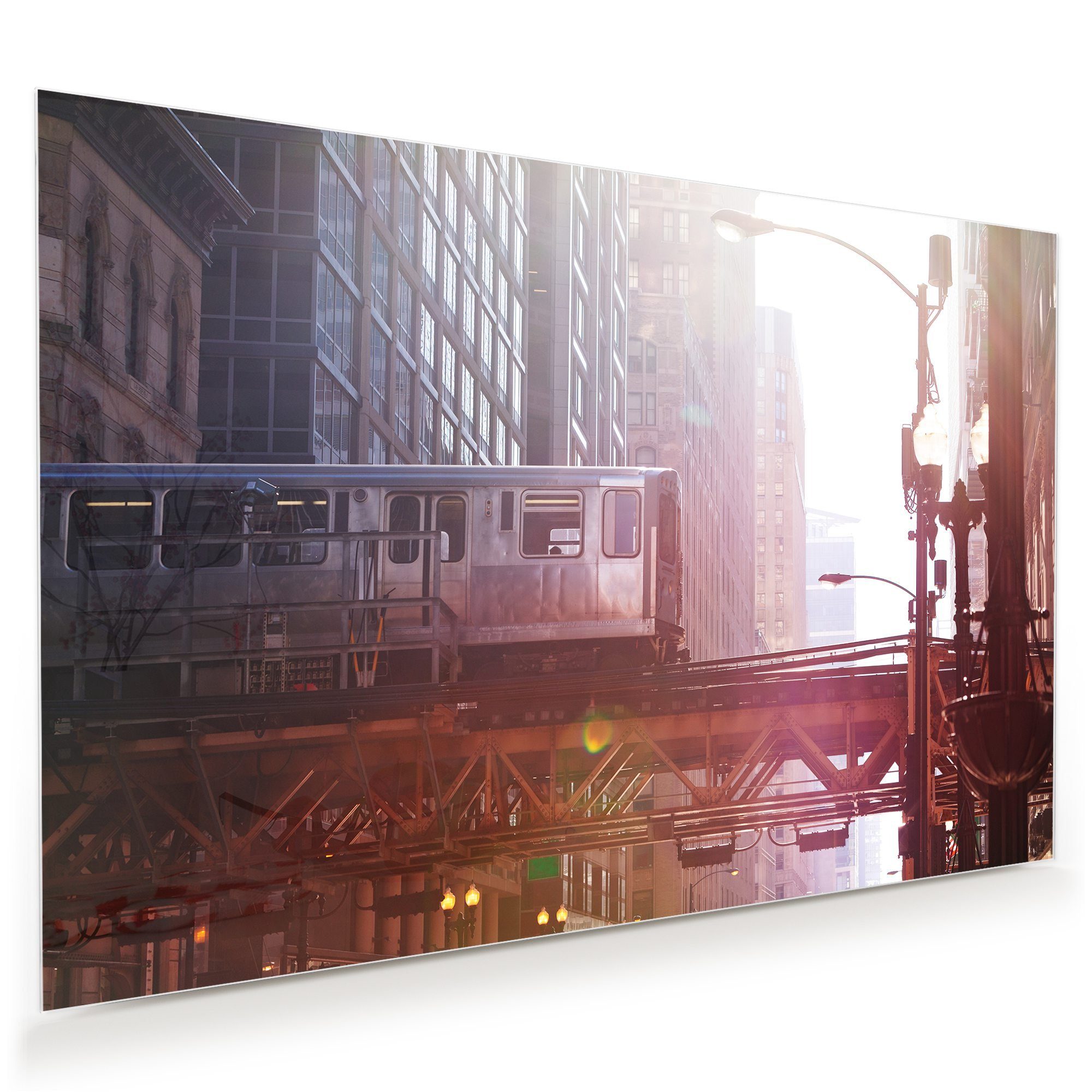 Primedeco Glasbild Wandbild U Bahn Zug Chicago Mit Aufhängung Städte