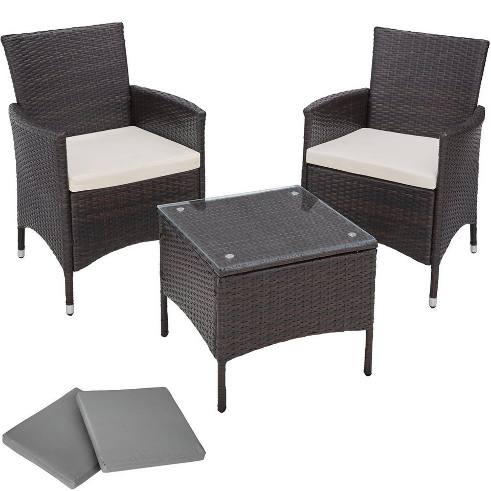 Tectake Sitzgruppe Aluminium Rattan Sitzgruppe Athen 21 Set