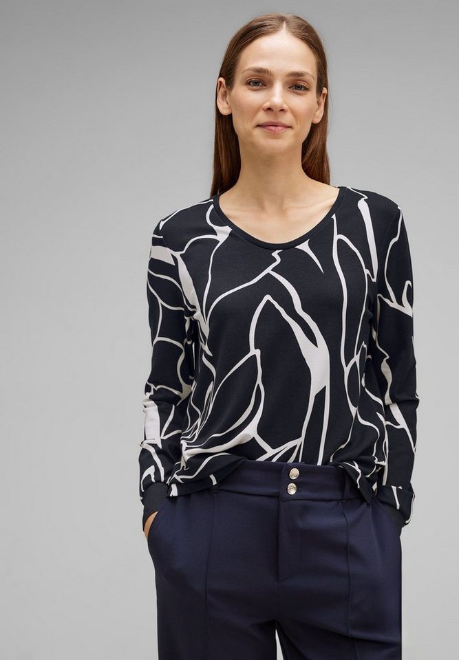 Street One V Shirt Mit Abgerundetem V Ausschnitt Abgerundeter V Ausschnitt