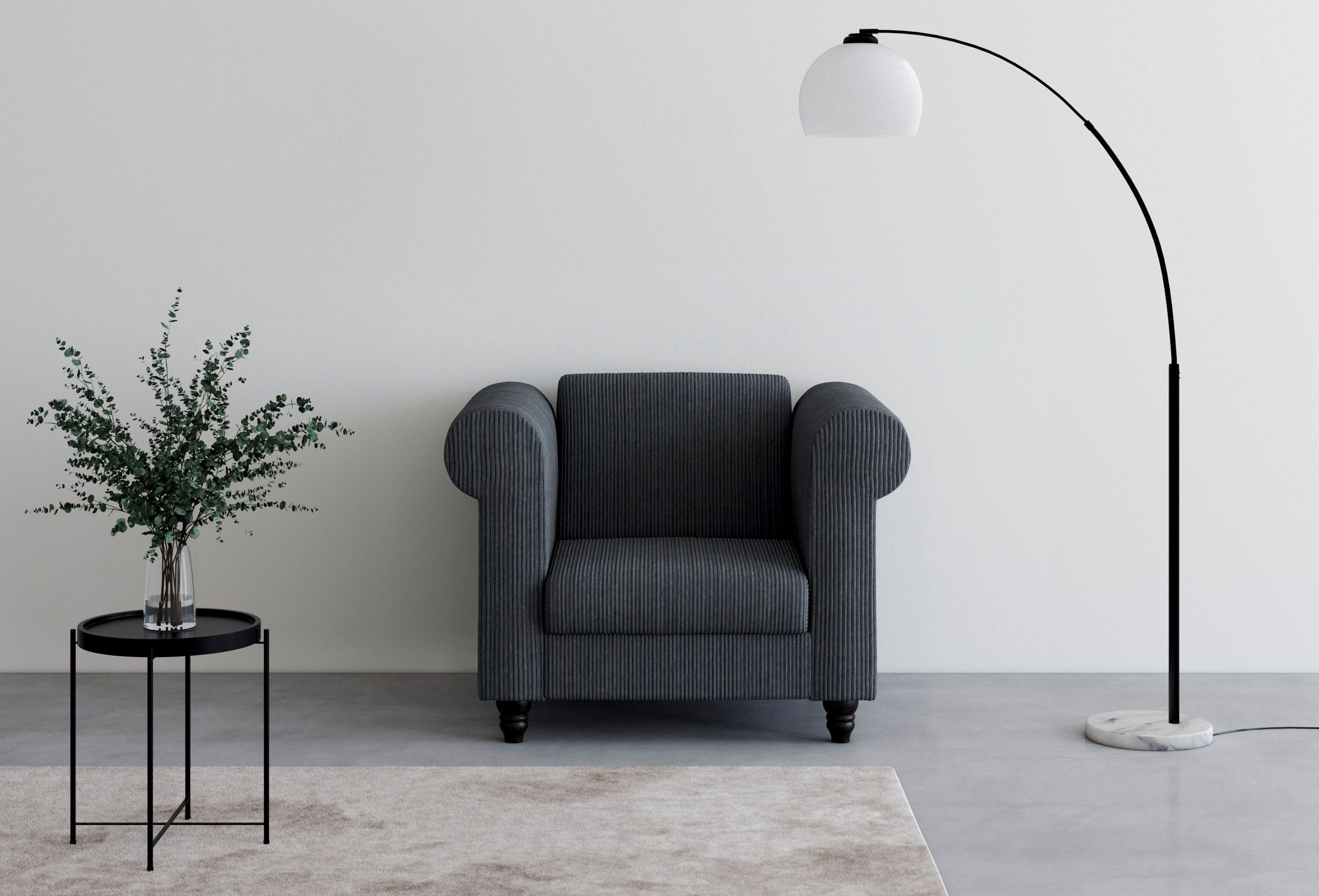Dorel Home Chesterfield Sessel Felix Ii In Breit Cord Mit Rückenlehne
