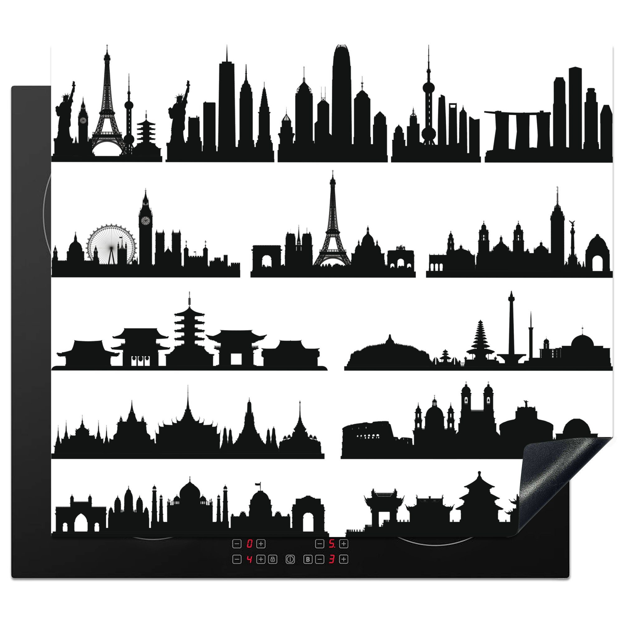 Muchowow Herdblende Abdeckplatte Schwarz Weiß Illustration Der Stadt