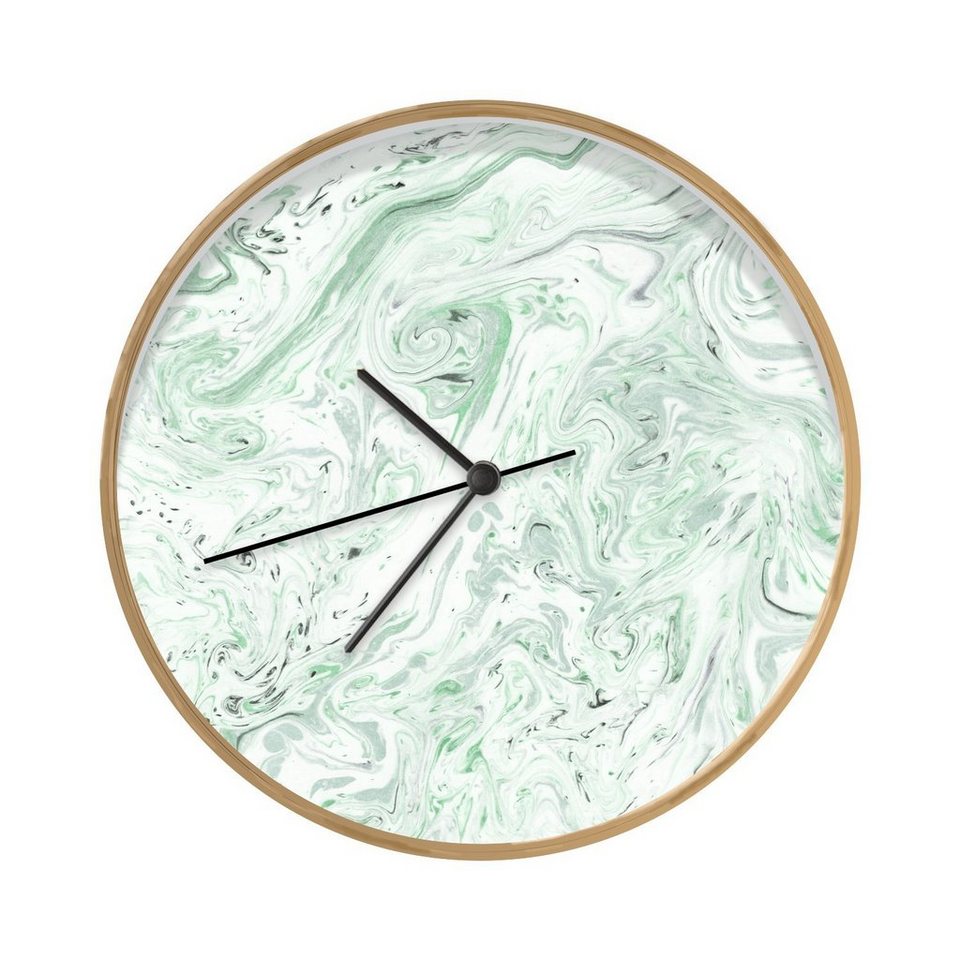 Muchowow Wanduhr Marmor Grün Muster Uhrwerk Wohnzimmer Küchenuhr