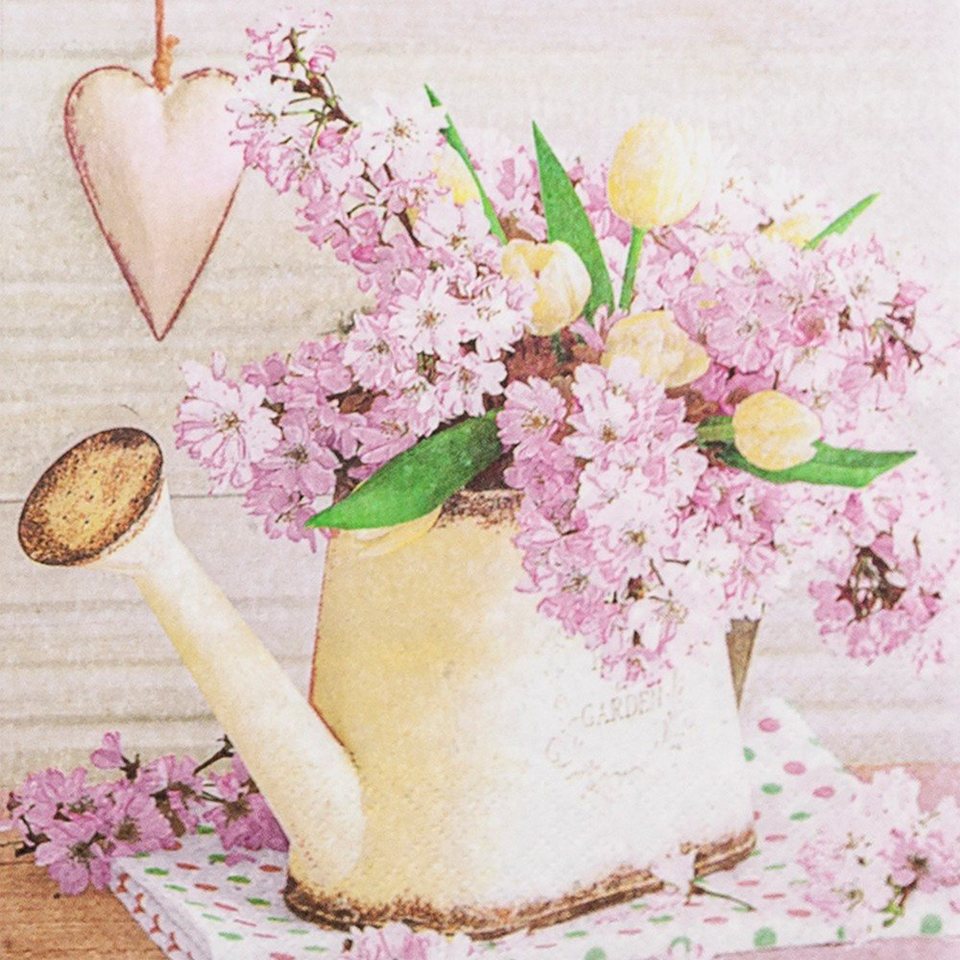 Home Fashion Papierserviette 20 Servietten Watering Flowers Rosa