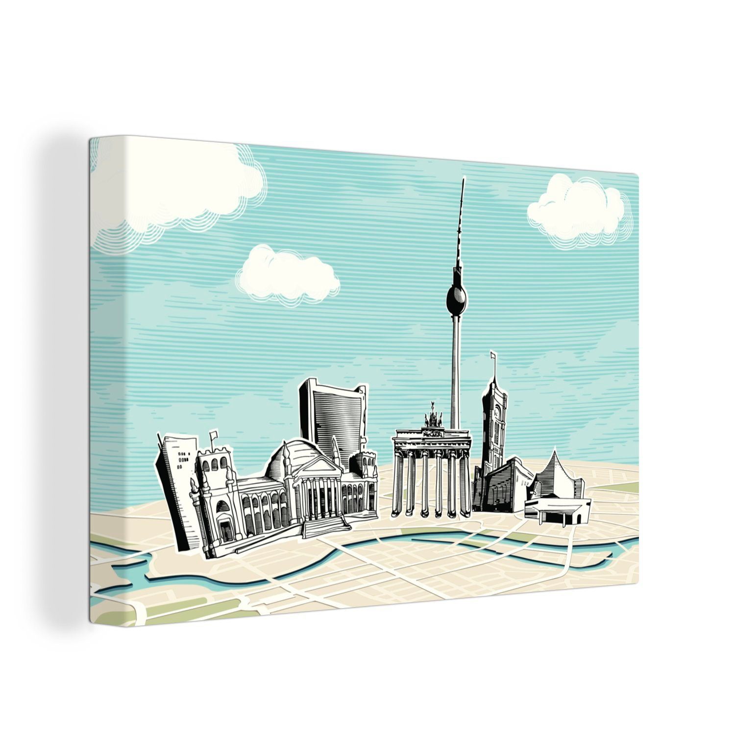 Onemillioncanvasses® Leinwandbild Illustration Der Sehenswürdigkeiten