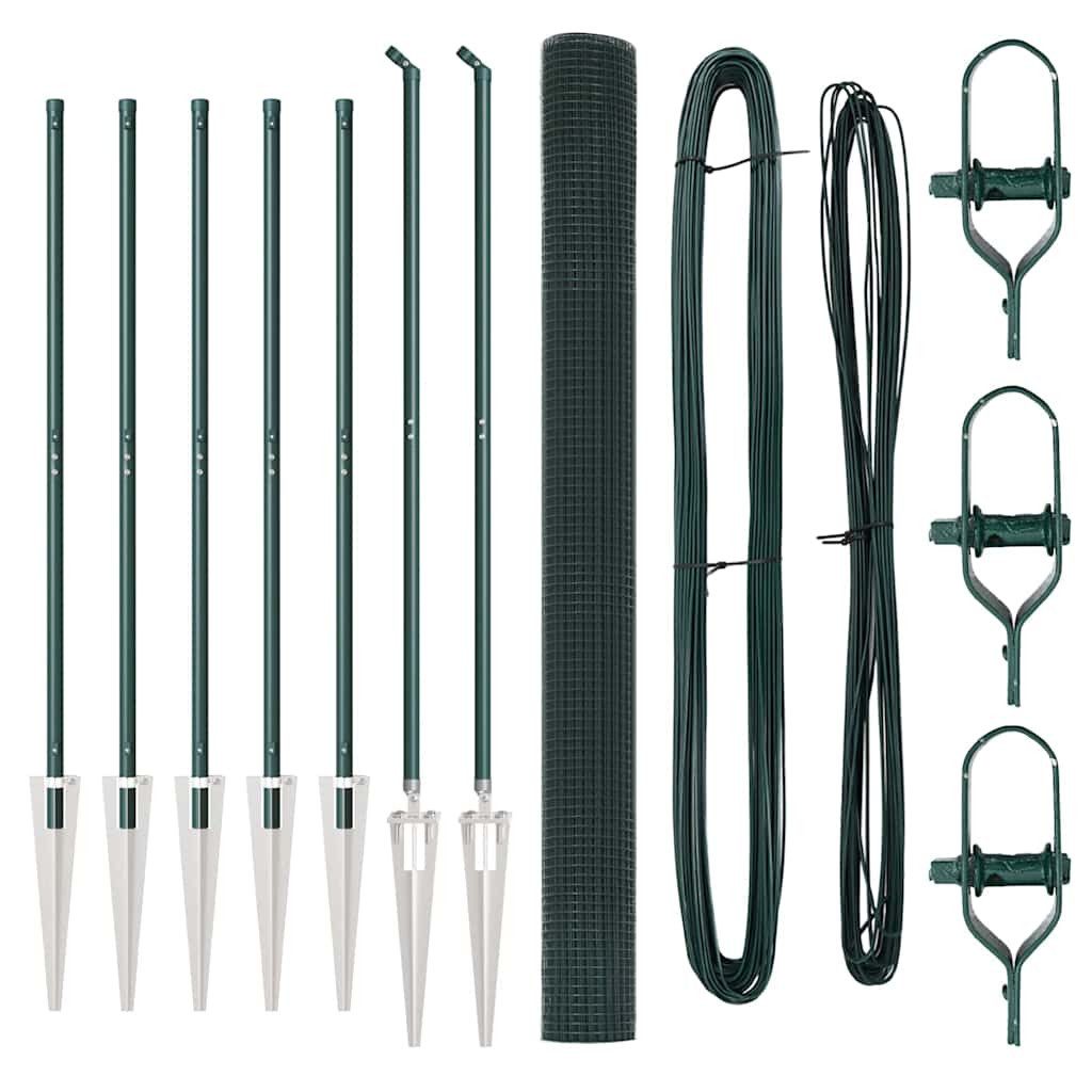 vidaXL Gartenzaun Schweißdrahtzaun mit Spikes Stahl und PVC Grün Netz ...