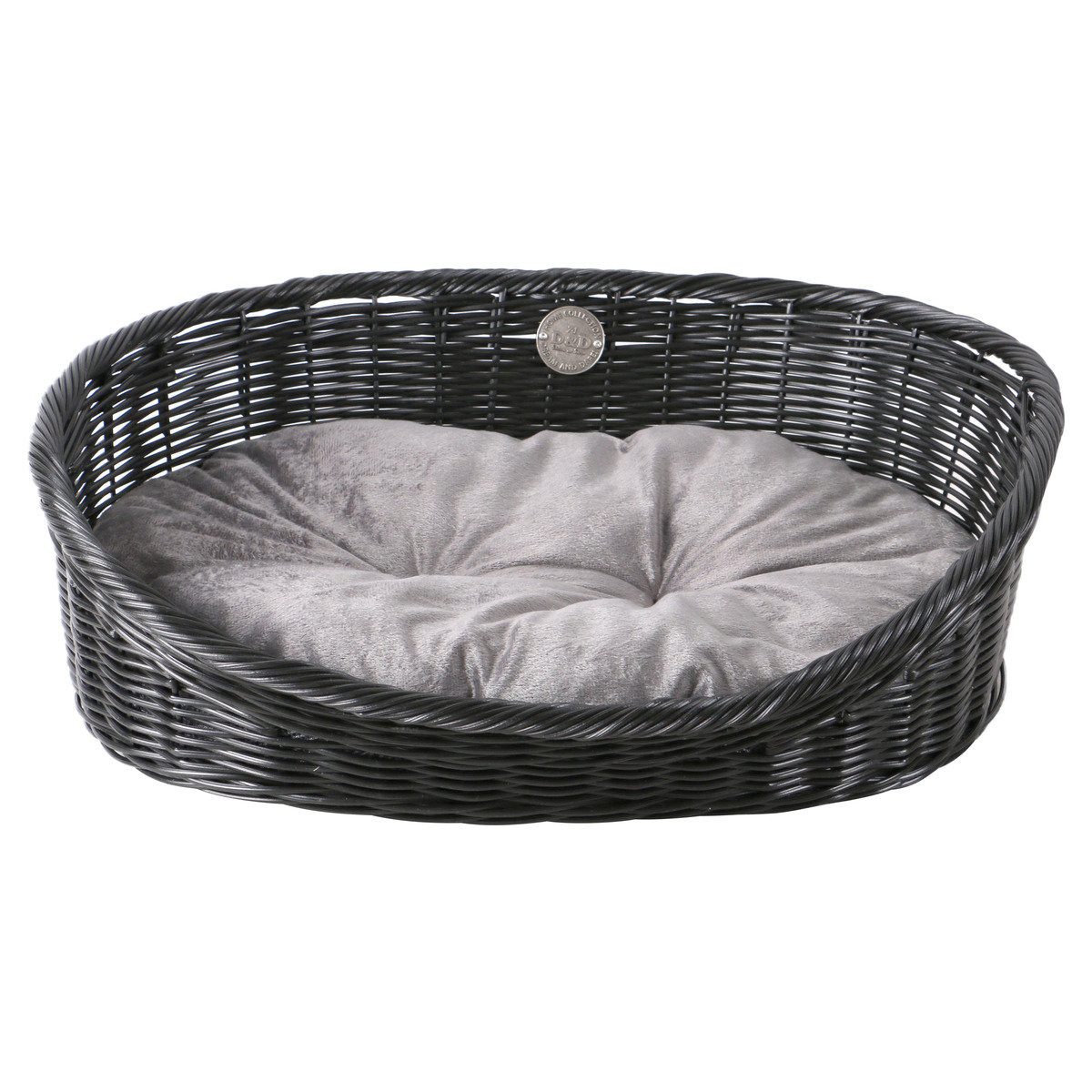 D&D Hundekorb Hundekorb Rustic Rattan mit Kissen schwarz/anthrazit